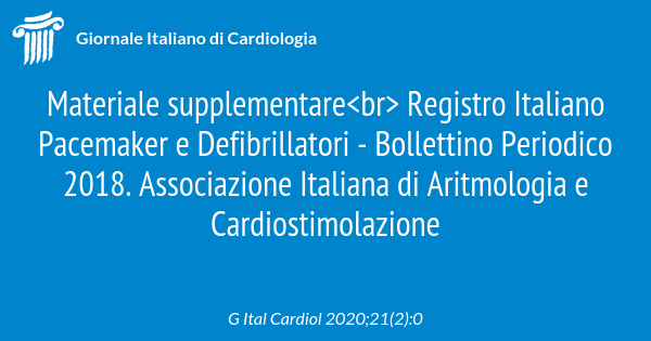 Materiale supplementare Registro Italiano Pacemaker e Defibrillatori ...