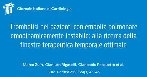 Trombolisi nei pazienti con embolia polmonare emodinamicamente ...